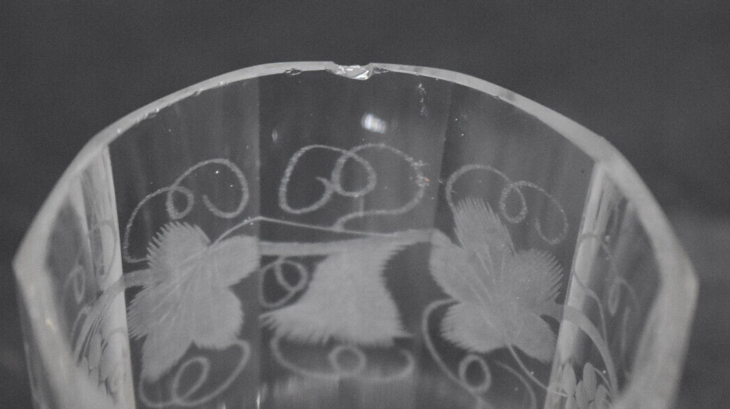 Pair of 19th Century Flint/Lead Glass Engraved Cups w/ Applied Handles ...