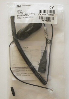 Jabra GN Netcom GN-1200 Smartcord with QD to RJ9 Modular Plug | eBay