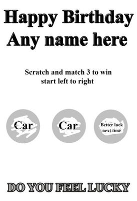 Scratch card Any Name Greeting card card a5 scratch 3 to win joke ...