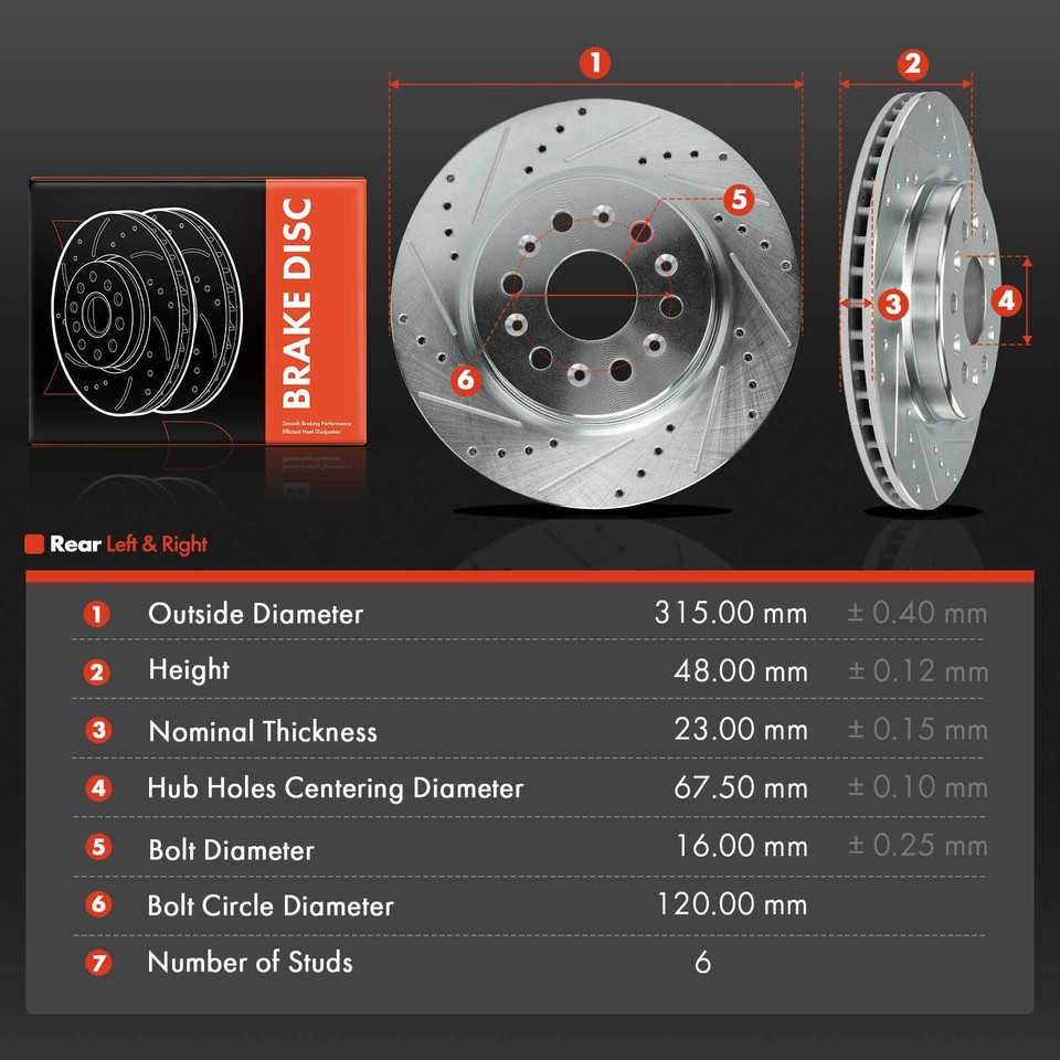 2x Drilled Brake Rotors for Chevy Traverse 18-23 GMC Acadia Buick ...