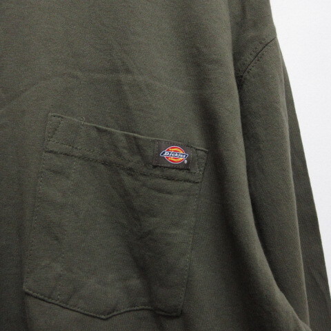 Dickies Long Sleeve Pocket T-Shirt L Khaki Cut And Sew Men'S | eBay