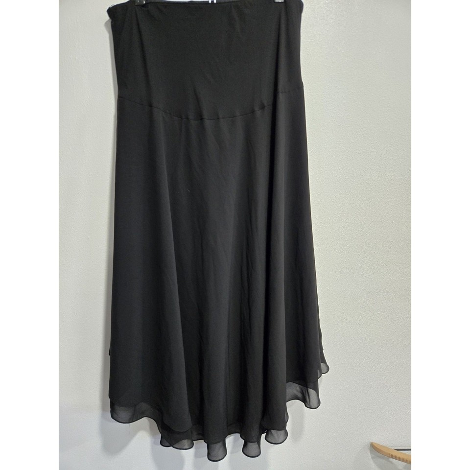 Alex Evenings Black High Low Layered Chiffon Skirt Women’s XL Formal ...
