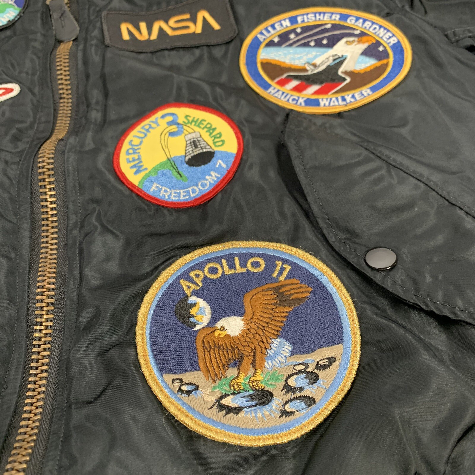 Vintage Bomber Jacket with NASA Patches BLACK size SMALL | eBay