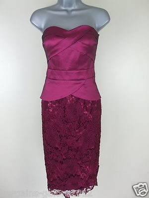 Womens Alexon Dress Taffeta Bodice Ladies Peplum Lace Cocktail Vintage ...