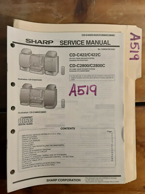 Sharp cd-c422 c2800 c Service Manual Original Repair Book stereo cd ...