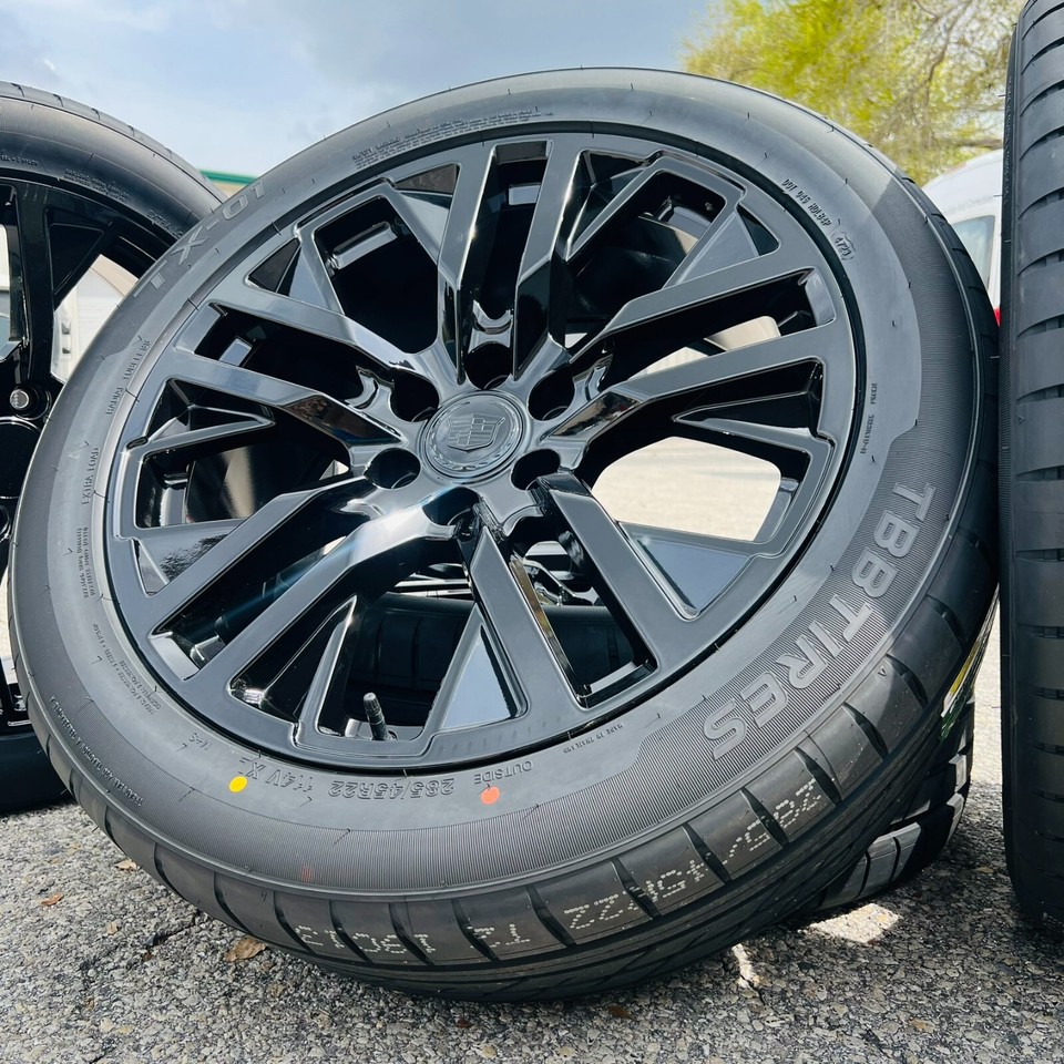 Black Chevy Silverado Wheels 22" GMC Sierra Rims 2024 Escalade Tires ...