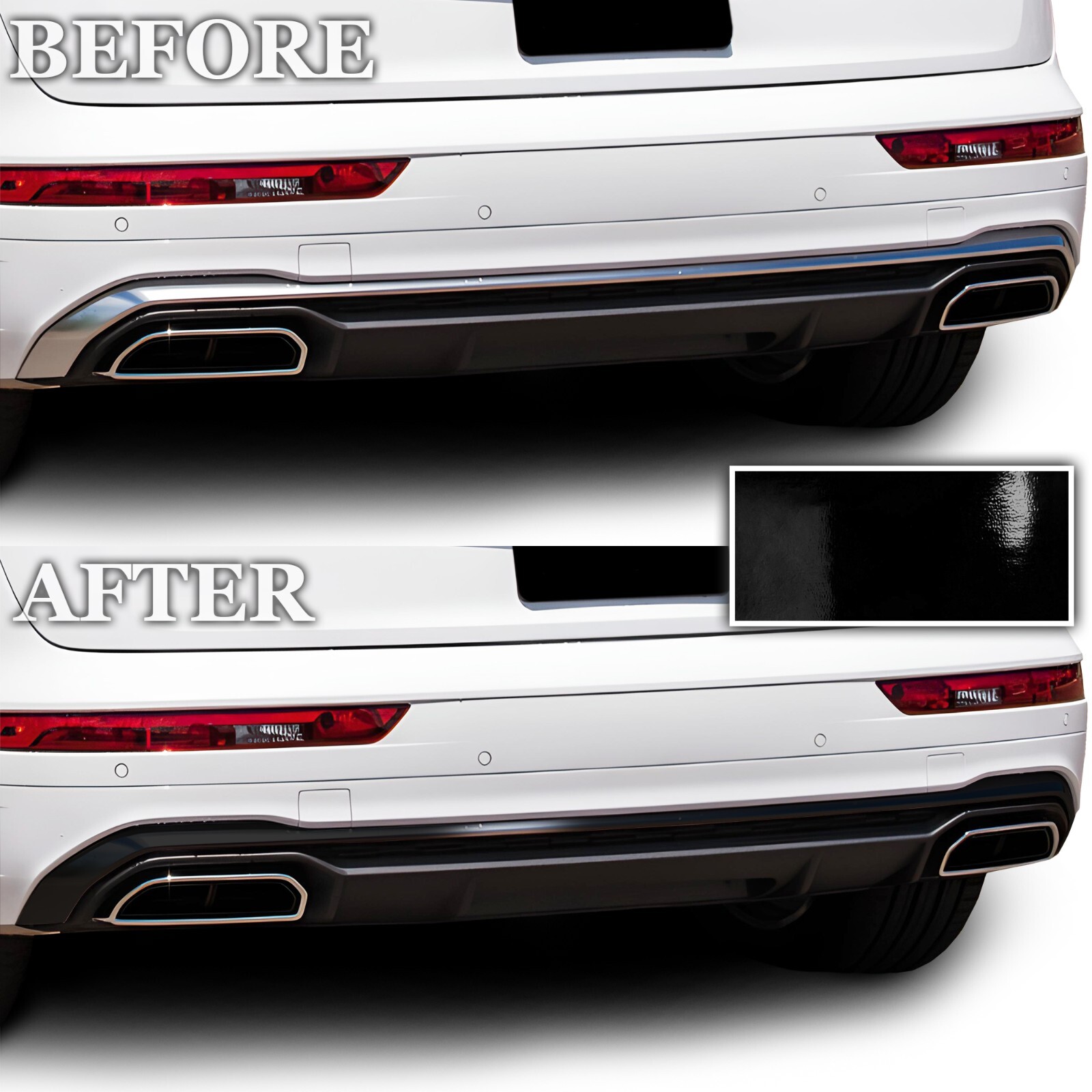 Fits Audi Q5 2021-2025 Rear Bumper Chrome Delete Decal Blackout Vinyl ...