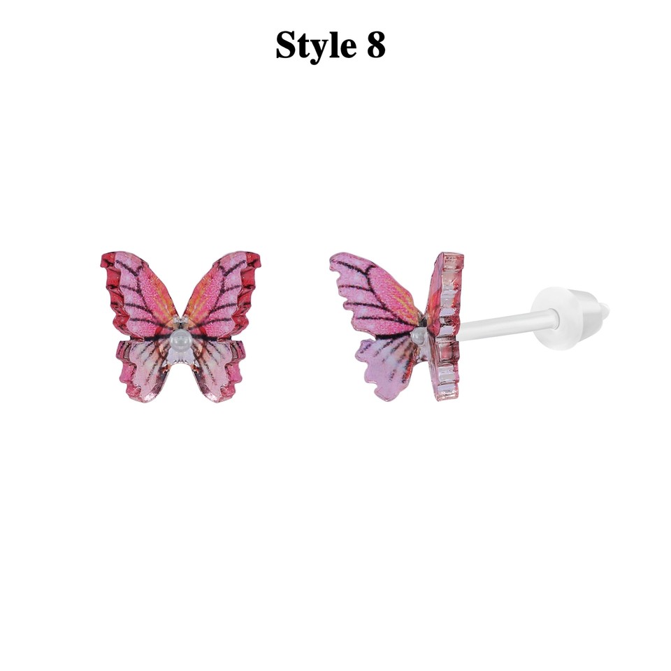 1/9 Pairs Butterfly Stud Earrings Plastic Resin Ear Studs Helix ...