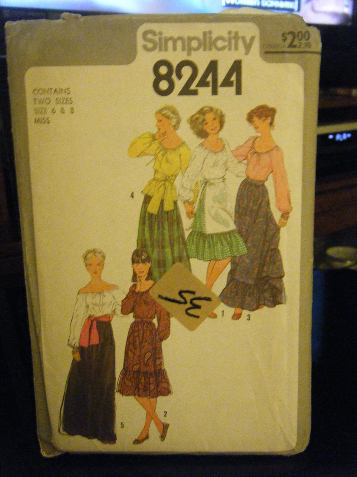 Simplicity 8244 Misses Peasant Blouse, Skirts, Apron & Sash Pattern ...