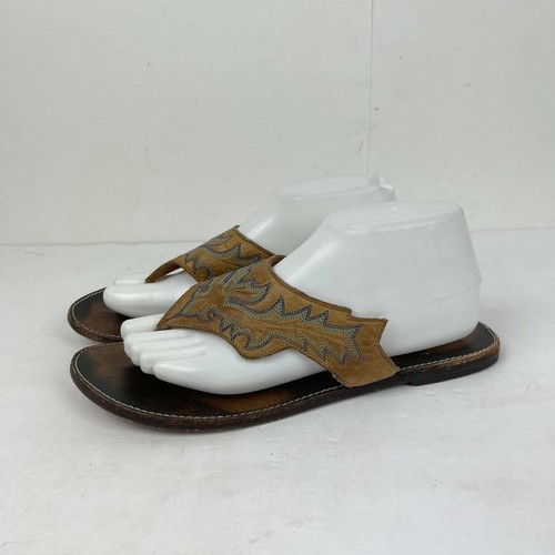 Stetson Women's thong western flip flops Size 9.5 Embroidered Cowboy ...