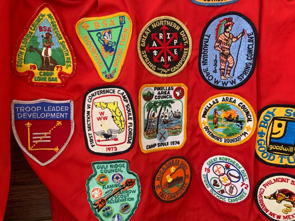 BOY SCOUTS OF AMERICA Official RED JACKET & PATCHES Eagle South Florida ...