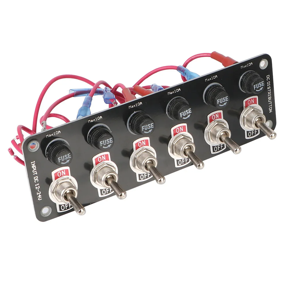 6 Gang Metal Rocker Switch Panel Circuit Breaker Fuse Box for Car ...