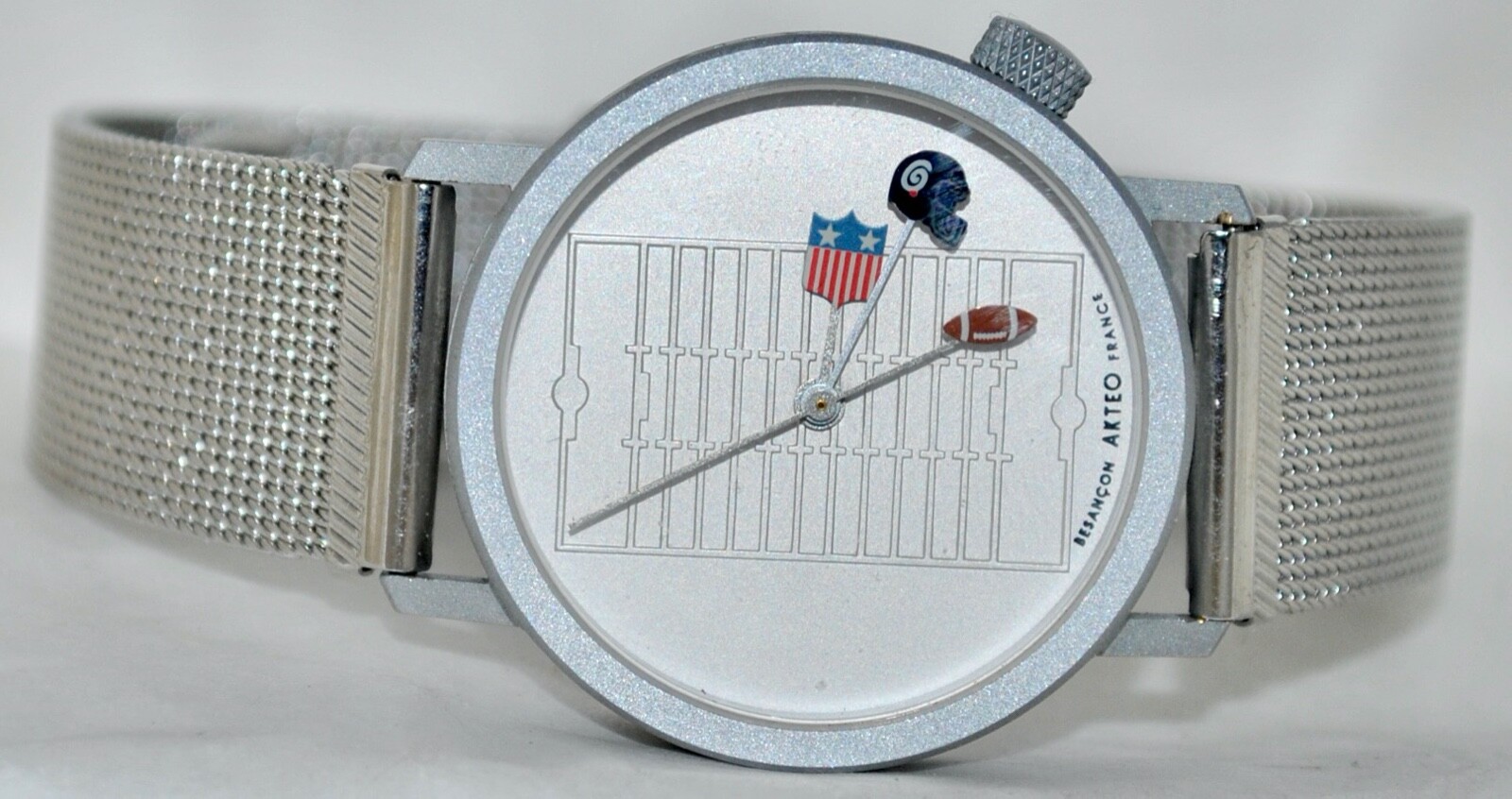 Akteo J.C. Mareschal Silver Animated Football Theme Watch Silver Mesh ...