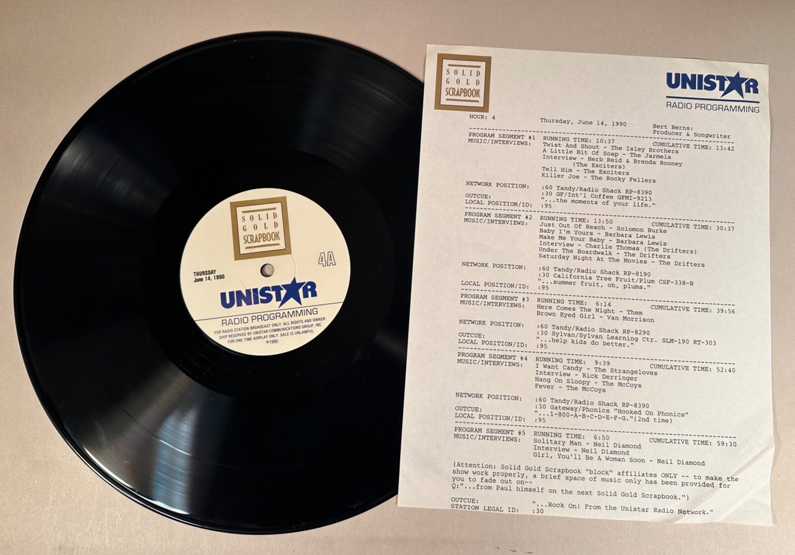 Unistar Solid Gold Scrapbook Rock Radio Program Record NRMT June 14 ...