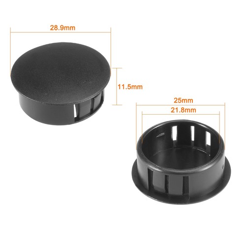 10Pc 25mm x 11.5mm Black Nylon Round Snap Panel Locking Hole Plugs ...