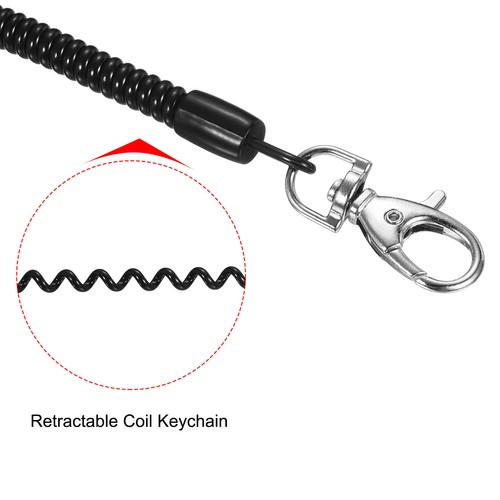 Retractable Coil Spring Keychain with Key Ring 360mm, 1 Pack Plastic ...