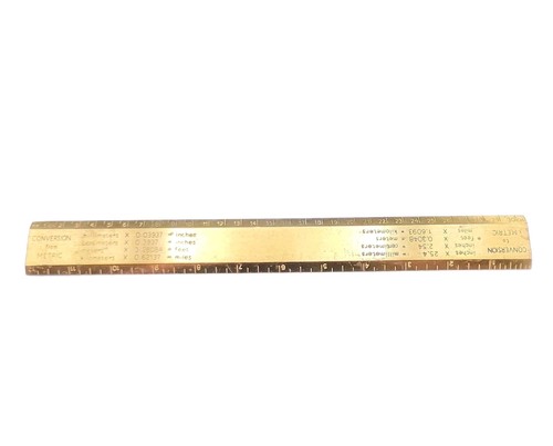 Vintage Solid Brass 12" Conversion Ruler | eBay