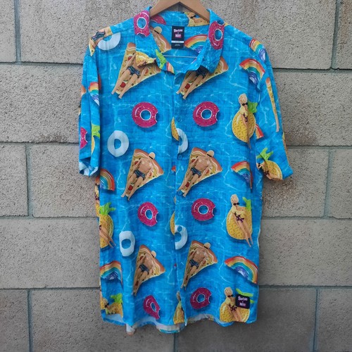 Neff Barbie Ken Hawaiian Style Button Up Shirt Size 2X-Large Blue ...