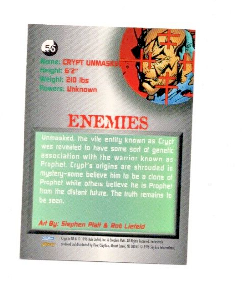 1996 Fleer Prophet Collection #56 - Crypt Unmasked: Stephen Platt & Rob ...