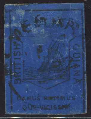 British Guiana 7 Ship & Motto of Country Used Stamp with APEX Cert ...