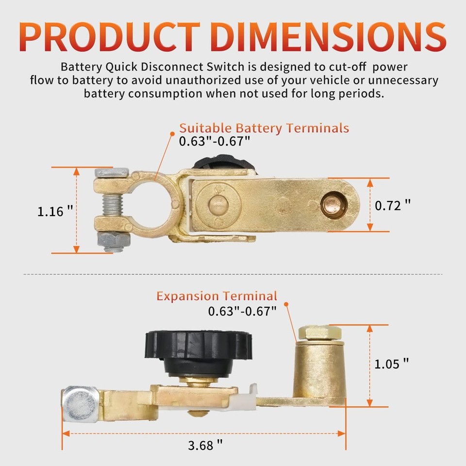2 X Car Battery Terminals Quick Disconnect Switch Side Post Battery ...