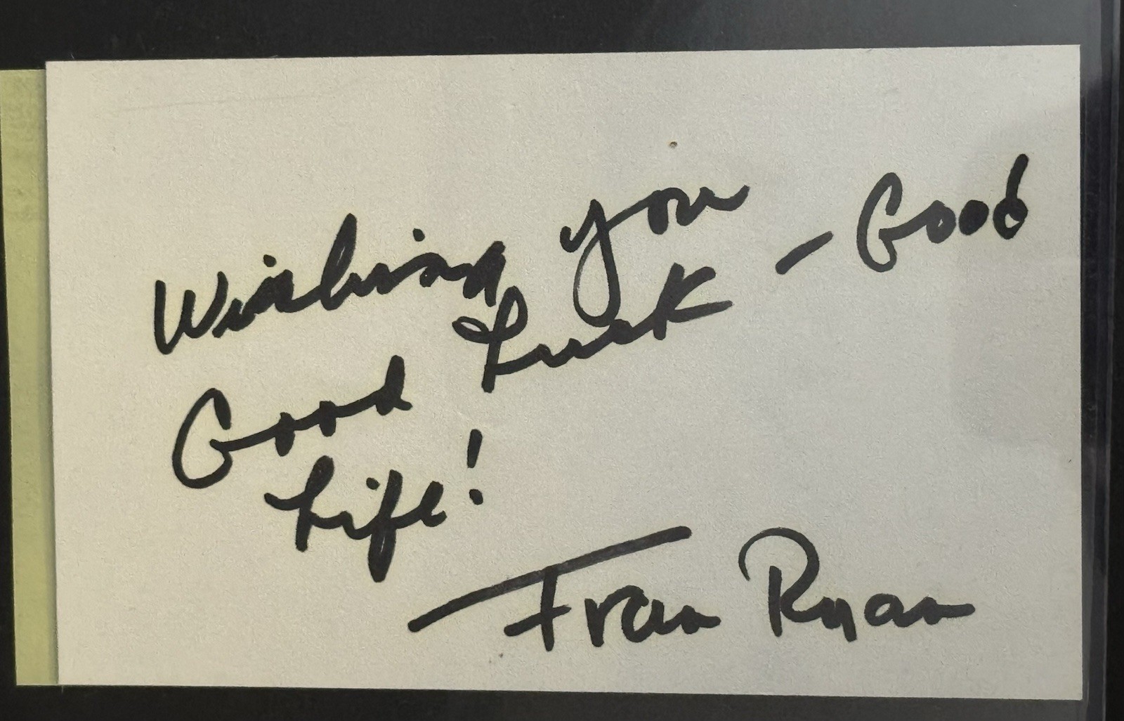 FRAN RYAN SIGNED 3 X 5 INDEX CARD 1966 BATMAN, GREEN ACRES, STRIPES ...