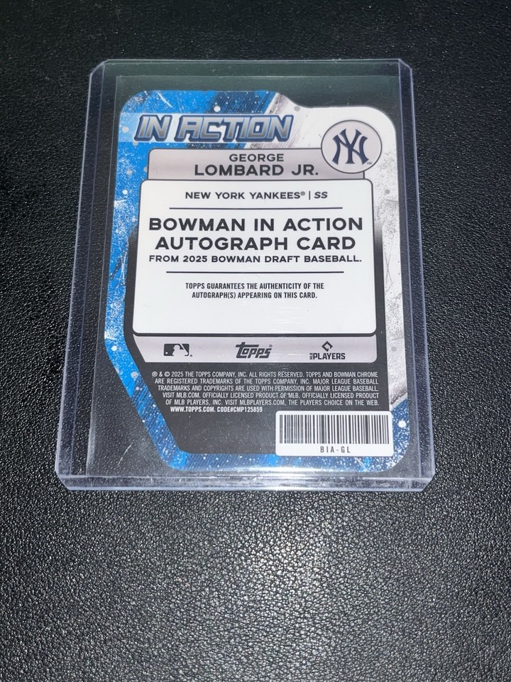 2025 Bowman Draft In Action George Lombard Jr Gold Auto /50 #BIA-GL ...
