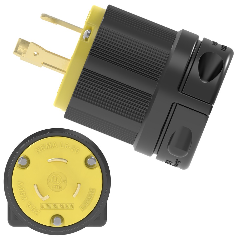 MALE L6-20P 220 POWER CORD END 3-PRONG TWIST LOCK GENERATOR PLUG 20A ...