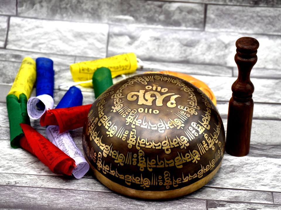 6 inch Mantra Etching Bowl-Mindfulness Sound Vibration Bowl-Tibetan ...