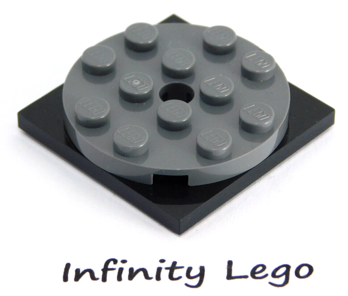 4 LEGO Black Square Base Turntable 4x4 Rounded Dark Grey Locking (61485 ...