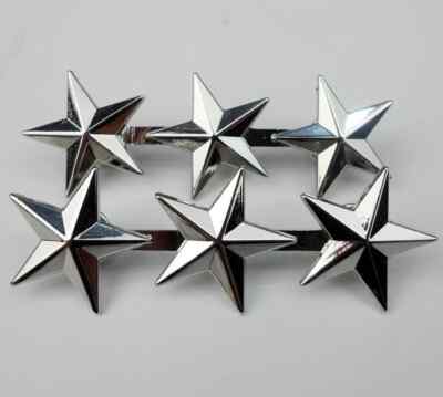 WW2 PAIR US MILITARY ARMY THREE STARS LIEUTENANT GENERAL RANK BADGE PIN ...