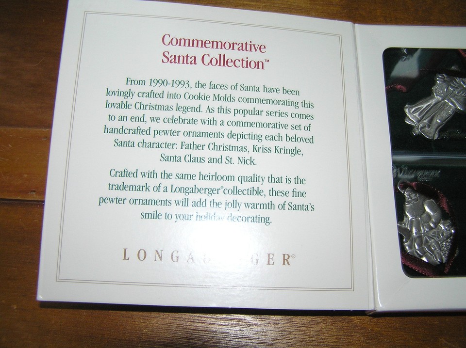 Longaberger Commemorative Santa Collection 1990 1991 1992 1993 Pewter ...