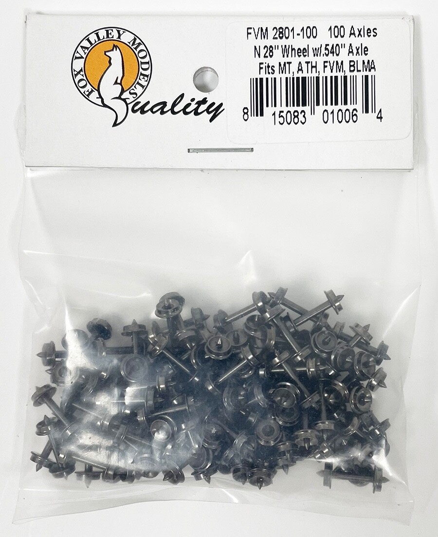 N Scale FVM 2801-100 28" Metal Wheels - .540" Axle Fits MT, FVM, TWX ...