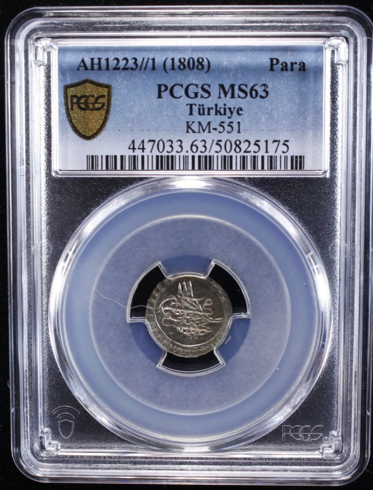 PCGS TopPop! 1223 /1 (1808) TURKEY Silver Coin 1 Para PCGS MS63 UNC KM ...