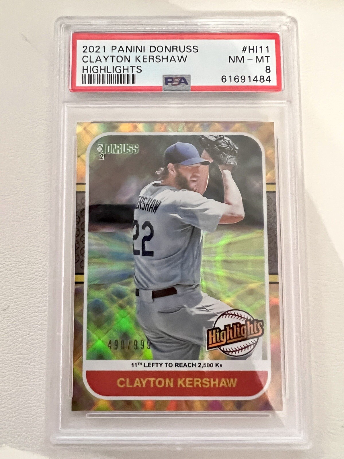 2021 Donruss Baseball Clayton Kershaw Highlights Insert HOLO /999 PSA 8 ...