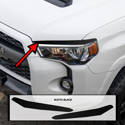 For 2015-2024 Toyota 4Runner Front Headlight Eyelid MATTE Black Decals ...