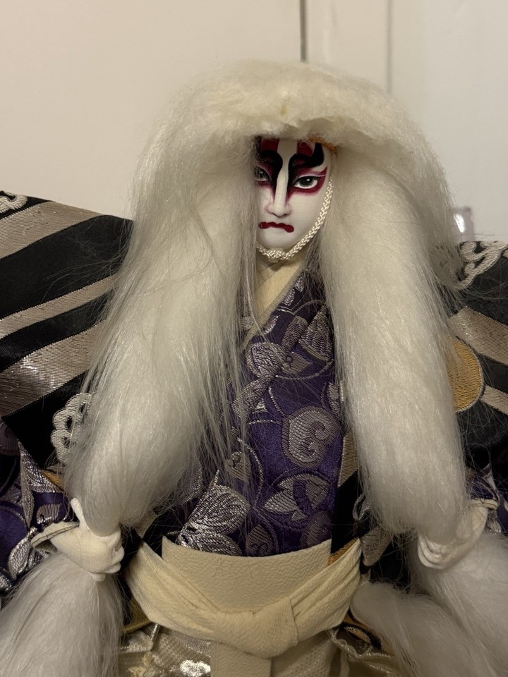 VTG Japanese Doll Kimono Kabuki Noh Geisha Traditional Folk Japan White ...