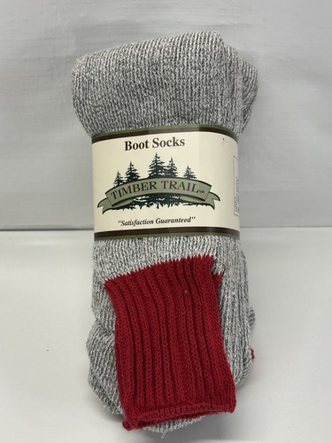 Timber Trail Boot Socks Pack Of 3 Pairs Gray/Red Sock Size 10-13 ...