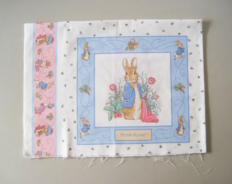 Peter Rabbit & Friends Fabric Panel Four Blocks Beatrix Potter Bunnies ...