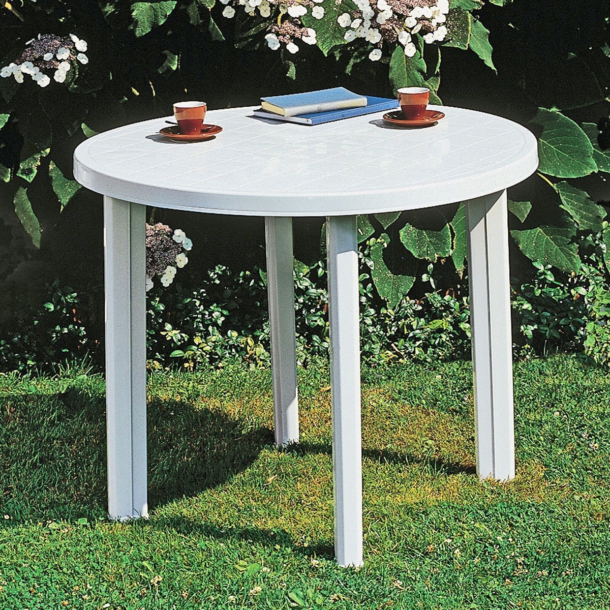 Plastic Round Outdoor Dining Table URBNLIVING 72cm Height Table 2