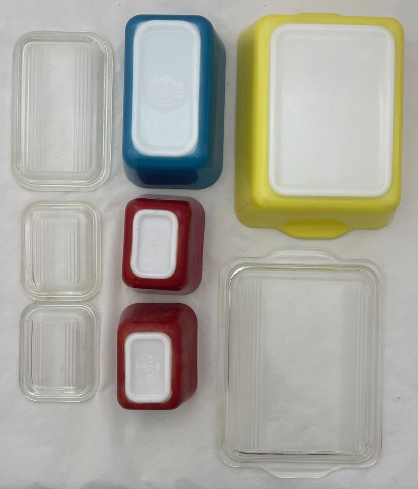 Pyrex 1950'S Primary Colors Refrigerator Set - 501-Red- 502-Blue - 503 ...