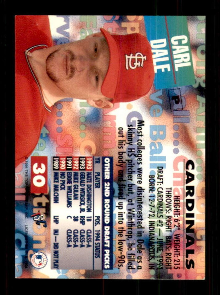 1994 Topps Stadium Club #30 CARL DALE AUTOGRAPHED!! CARDINALS 240163 | eBay