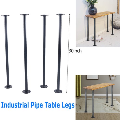 30" 4 Pcs Industrial Pipe Table Legs Long Threaded Pipes Desks Counter ...