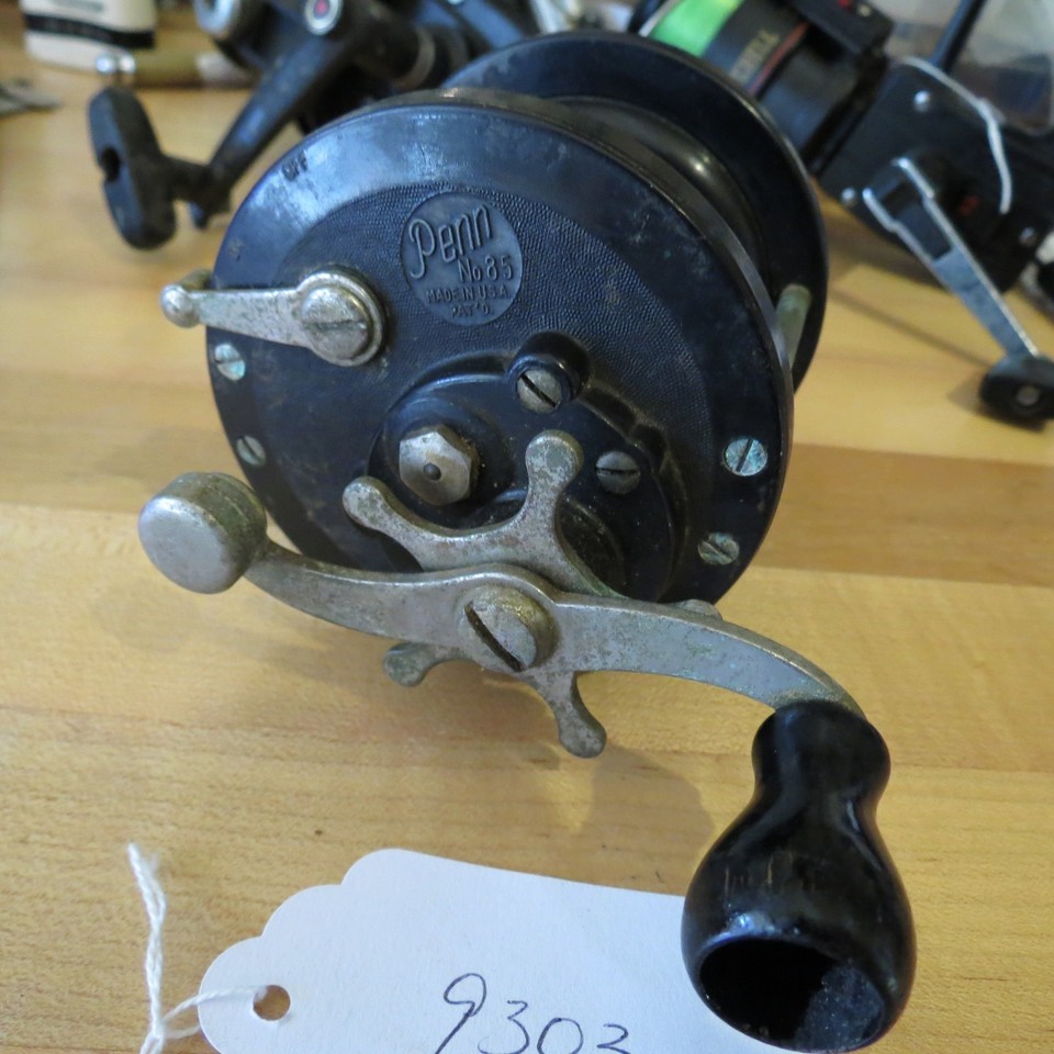 Vintage Penn 85 pat. D fishing reel with vintage tension knob ...
