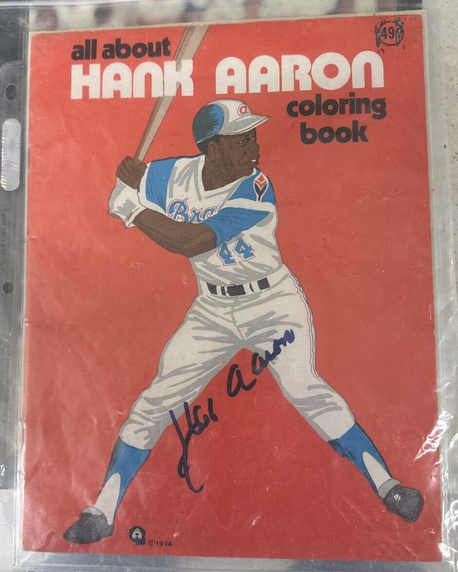 Hank Aaron Coloring Book autographed certificate of authenticity 1992 ...