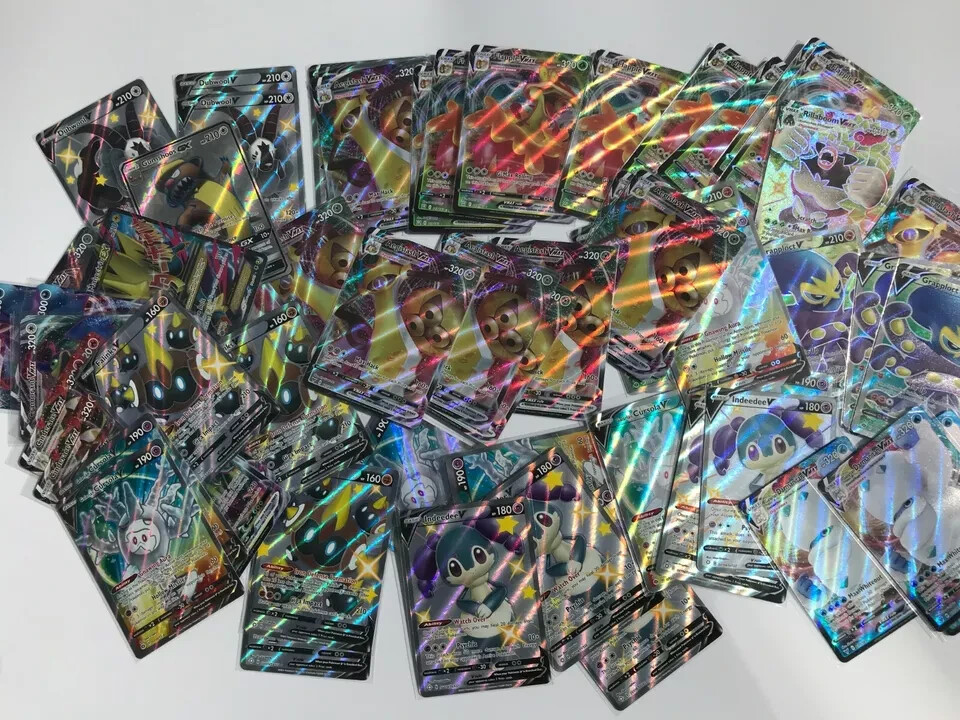 Pokemon 50 Card Lot GUARANTEE 3 V/GX/EX/MEGA/FULL ART +5 Reverse/Holo ...