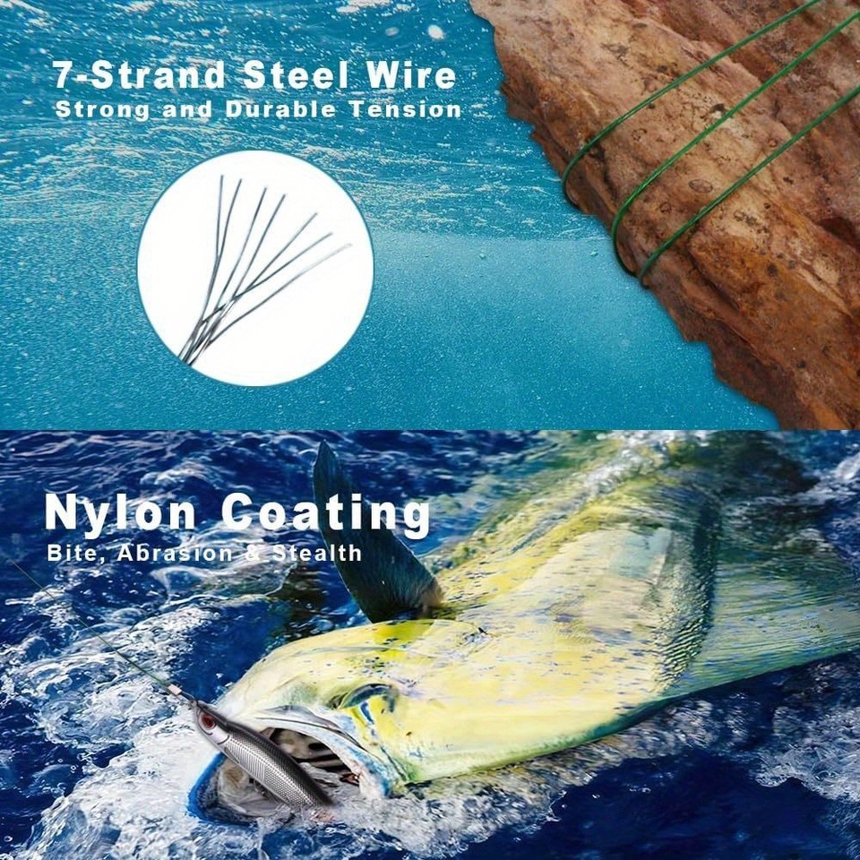 60pcs Trace Wire Leader Stainless Steel Fishing Line Leaders With Snap ...