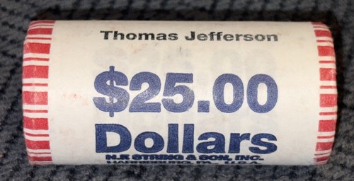 Thomas Jefferson Unopened 25 Coin Mint Roll Presidential $1 One Dollar ...