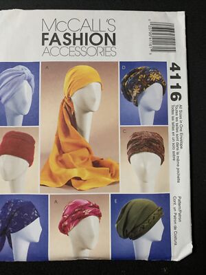 McCALL'S 4116 MISSES TURBANS HEADWRAP & HATS PATTERN-UNCUT/FF-ALL SIZES ...
