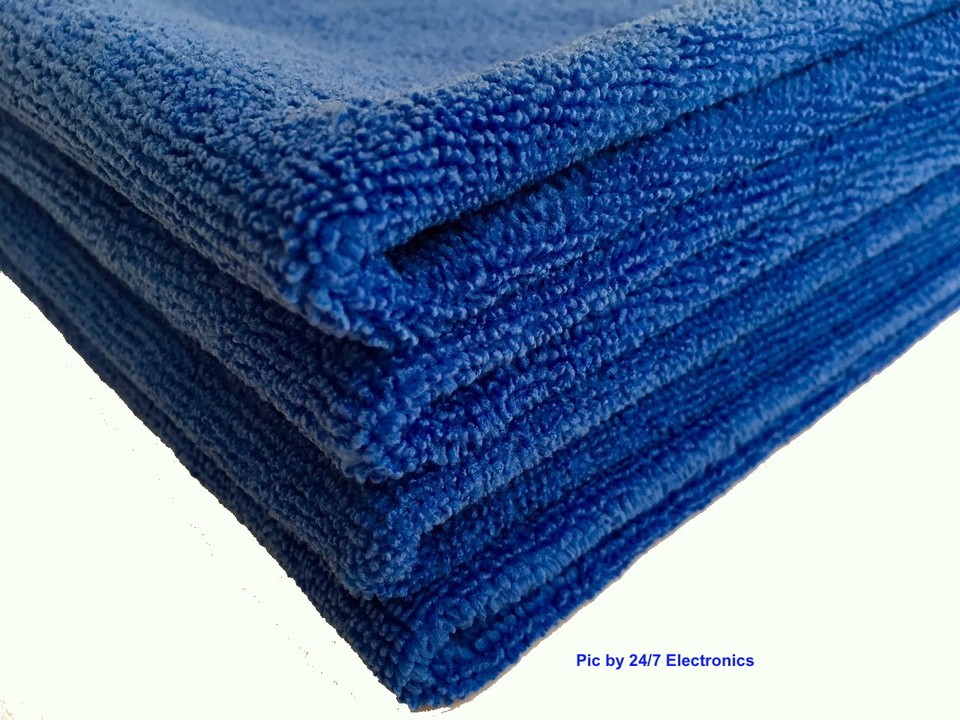 6 BLUE NAVY MICROFIBER CLEANING WASH CLOTH KITCHEN TOWEL 16"x16 ...
